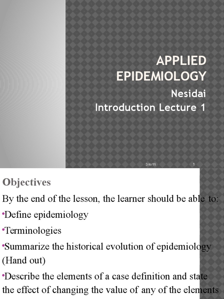 Applied Epidemiology - PPTX January 2015 Notes-2 | PDF | Prevalence ...