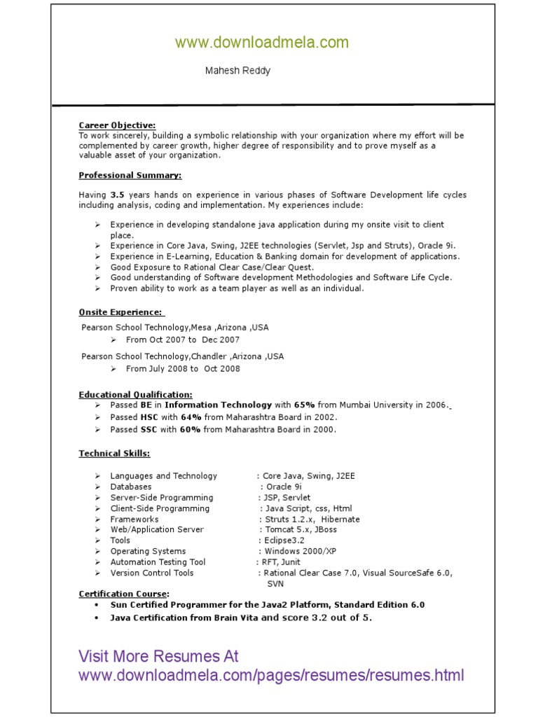Java Resume With 3.5 Years Experience | PDF | Java Server Pages | Java (Programming Language)