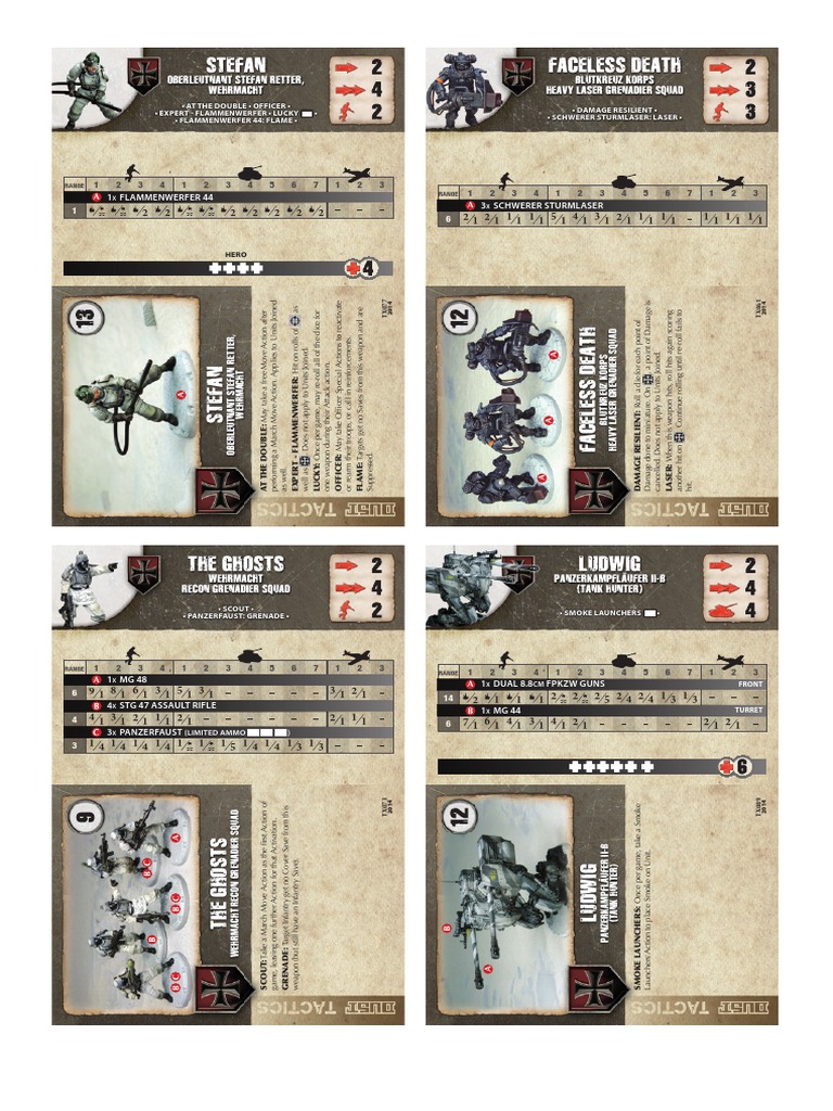 Dust Tactics V2 Axis Starter Stat Cards | PDF