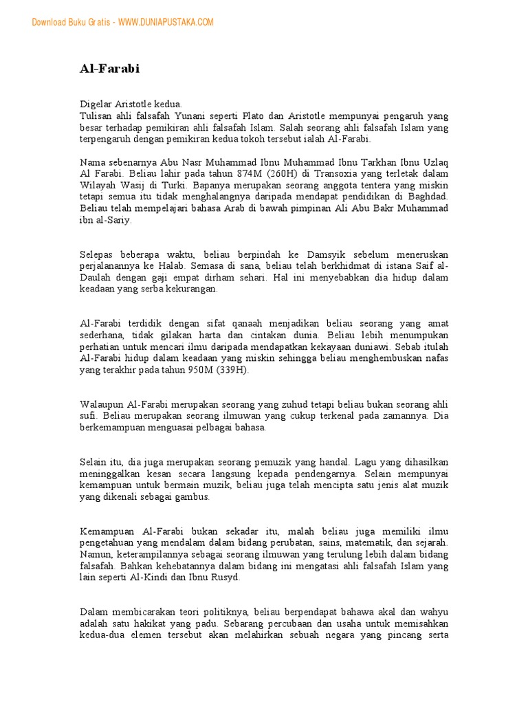 Filsuf Islam, Al-Farabi | PDF