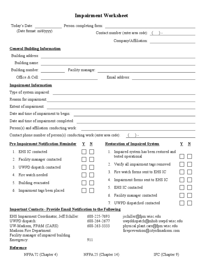 Impairment Worksheet: General Building Information | PDF