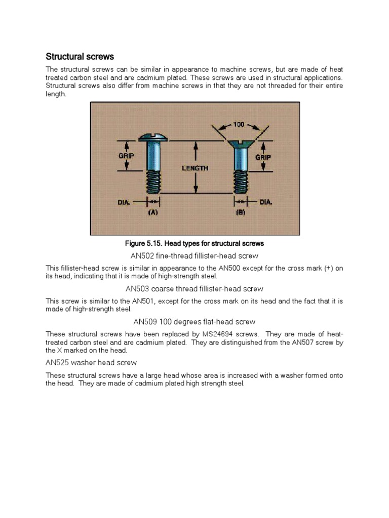 Structural Screws: Types & Specifications | PDF | Technology & Engineering