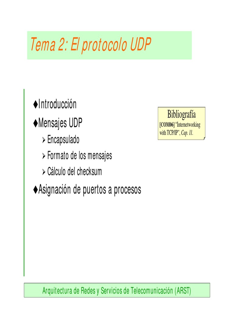 Protocolo UDP | PDF | Protocolo de Control de Transmisión | Protocolos de internet