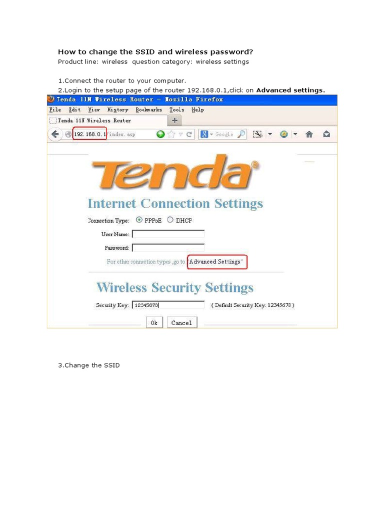 How To Change The SSID and Wireless Password | PDF