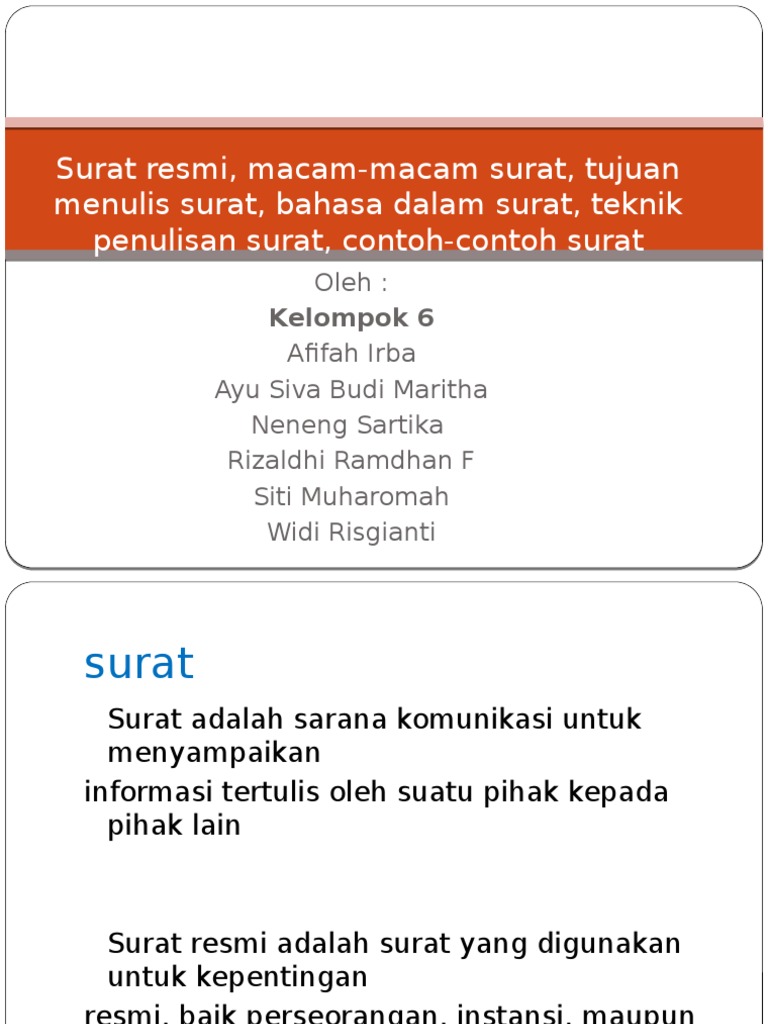 Surat Resmi, Macam-Macam Surat, Tujuan Menulis | PDF | Karier ...