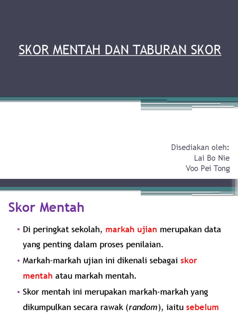 Skor Mentah Dan Taburan Skor | PDF