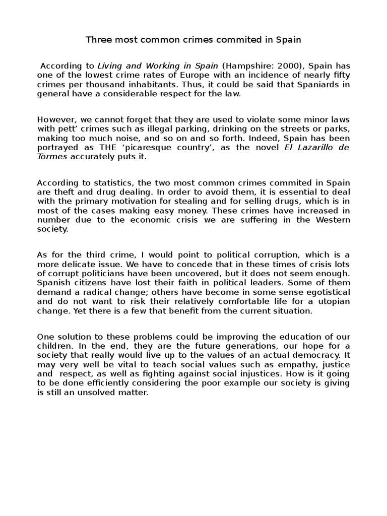 Common Crimes in Spain: An Overview | PDF | Crime & Violence | Crime ...