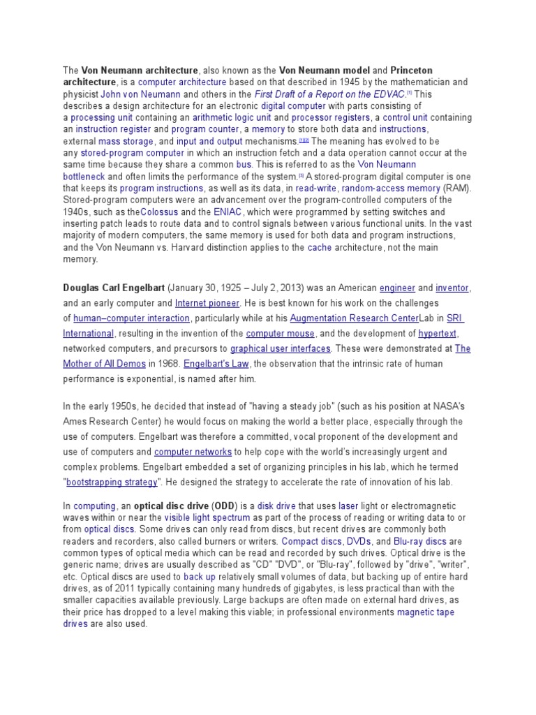 Architecture, Is A: First Draft of A Report On The EDVAC | PDF ...