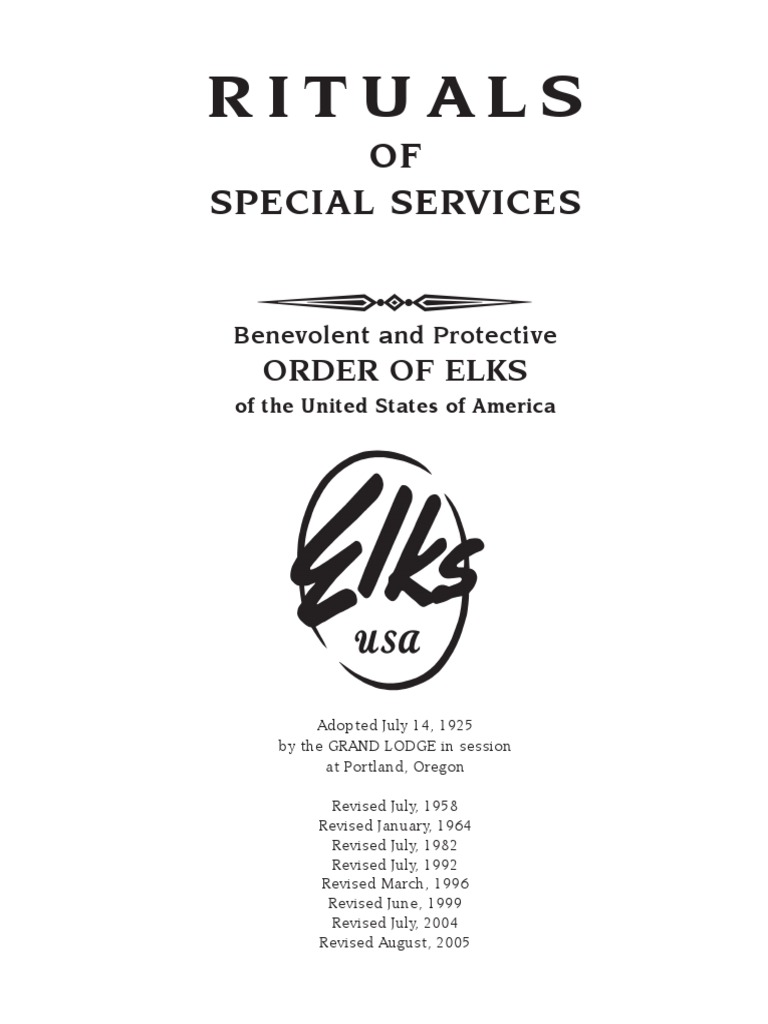 ORDER OF ELKS - Rituals of Special Services | Funeral | Religion And Belief