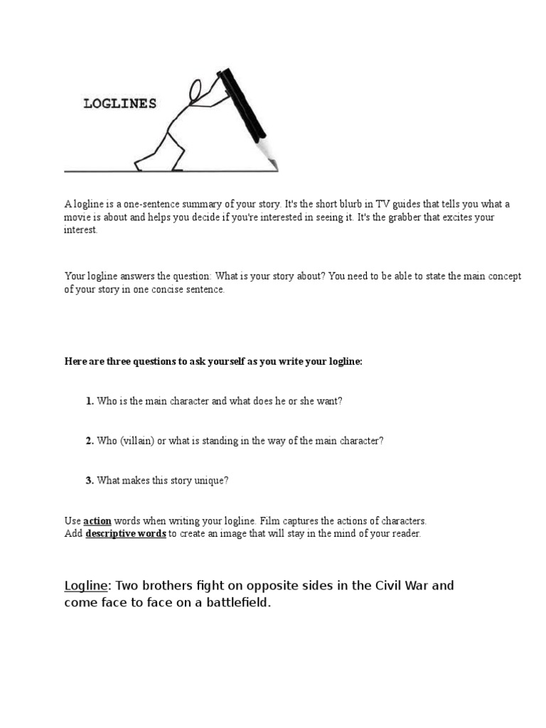 Here Are Three Questions To Ask Yourself As You Write Your Logline | PDF