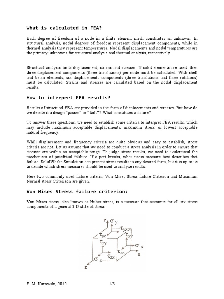 FEA Failure Theory | PDF | Strength Of Materials | Yield (Engineering)