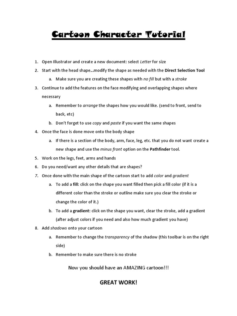 Cartoon Character Tutorial | PDF