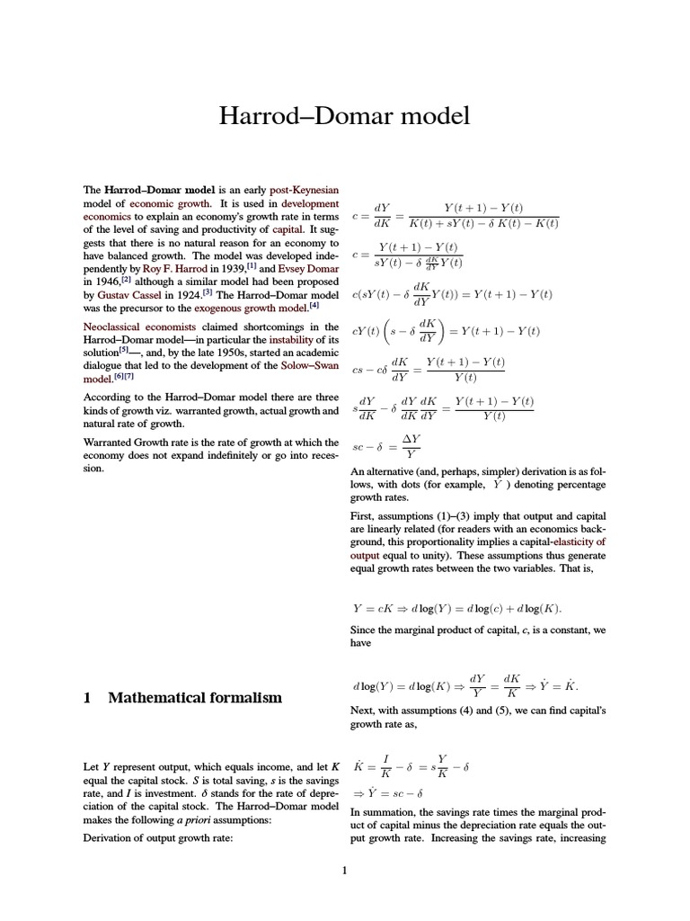 Wiki. Harrod-Domar Model | PDF | Economic Development | Economic Growth