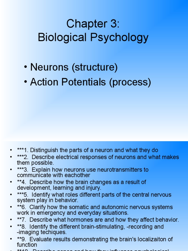 Biological Psychology: - Neurons (Structure) - Action Potentials ...