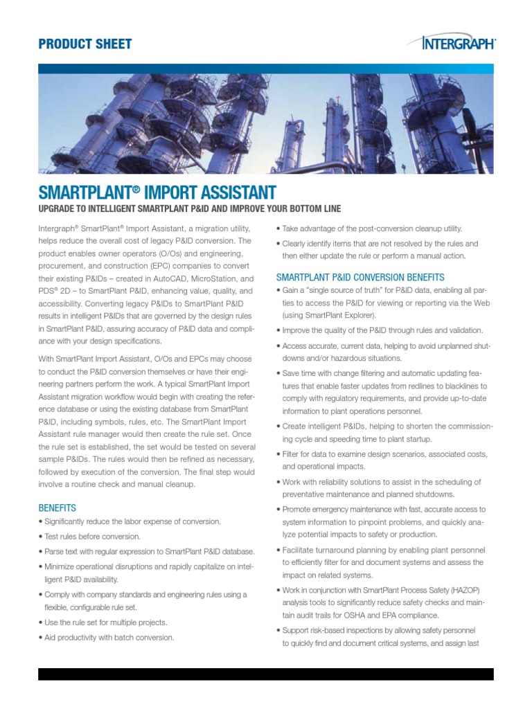 Smartplant Import Assistant: Product Sheet | PDF | Instrumentation | Safety