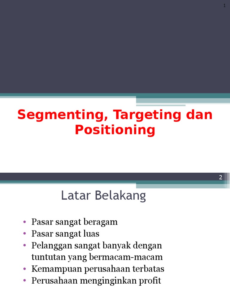Segmentasi, Targeting dan Positioning | PDF