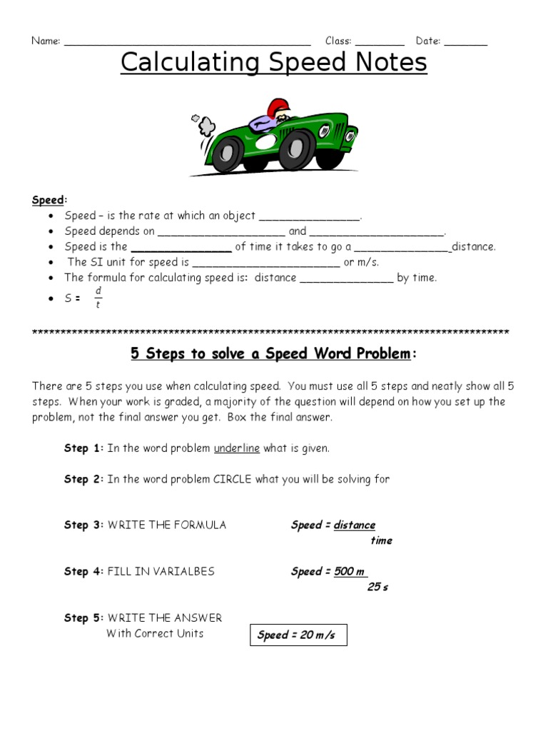 14-Calculating Speed Notes | PDF | Speed | Quantity
