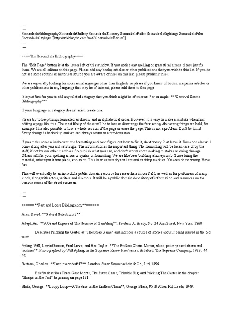 Gambling Book Bibliography of Games Used To Cheat People. | PDF | Magic ...