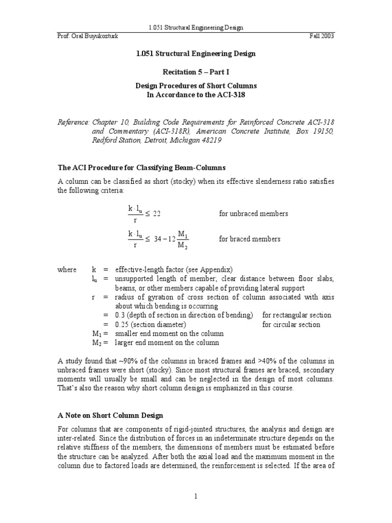 Design of Short Columns | Download Free PDF | Column | Structural Load