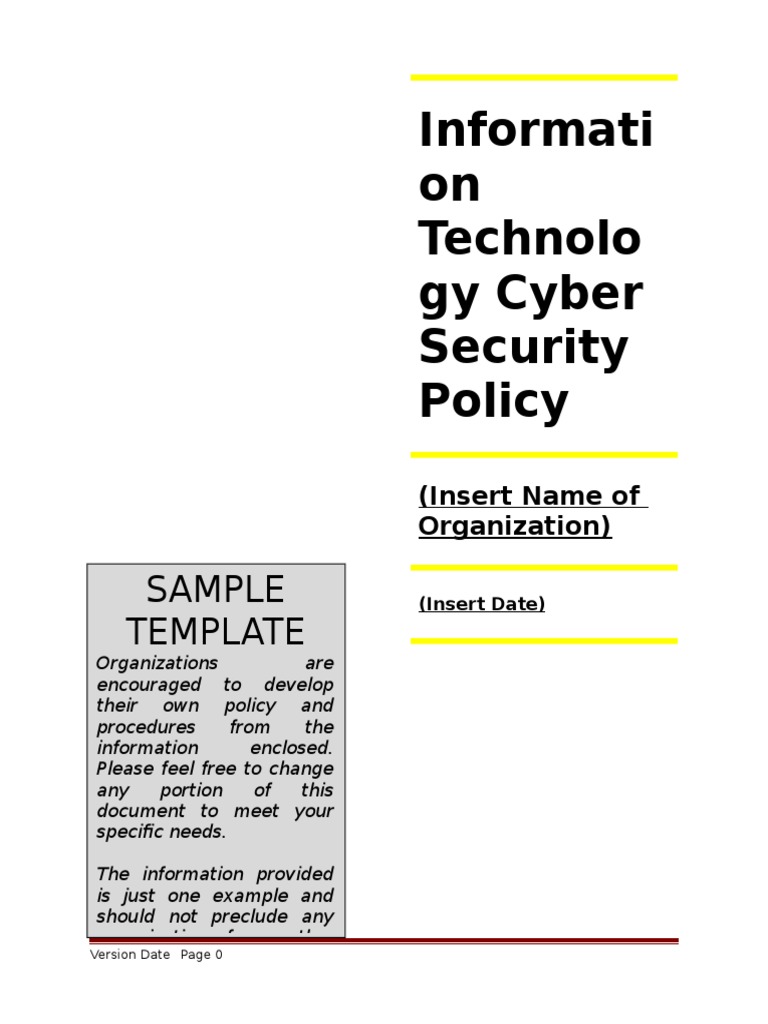 Informati On Technolo Gy Cyber Security Policy: Sample Template ...