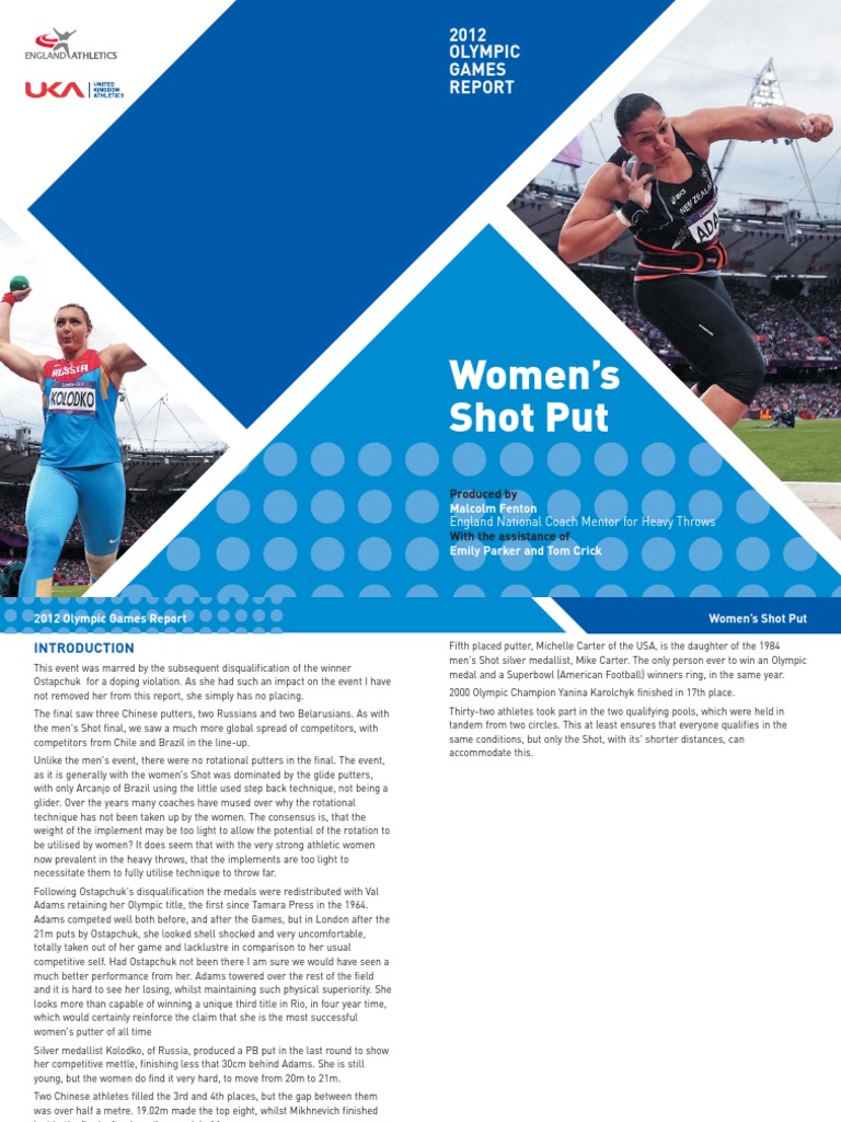 2012 Olympic Report Womens Shot v2 | PDF | Sport Of Athletics | Sports