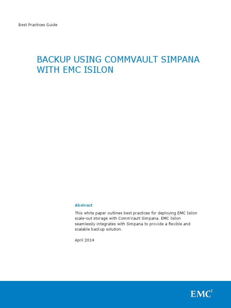h13077 WP Isilon Backup Using Commvault Bestpractices | PDF | Computer ...