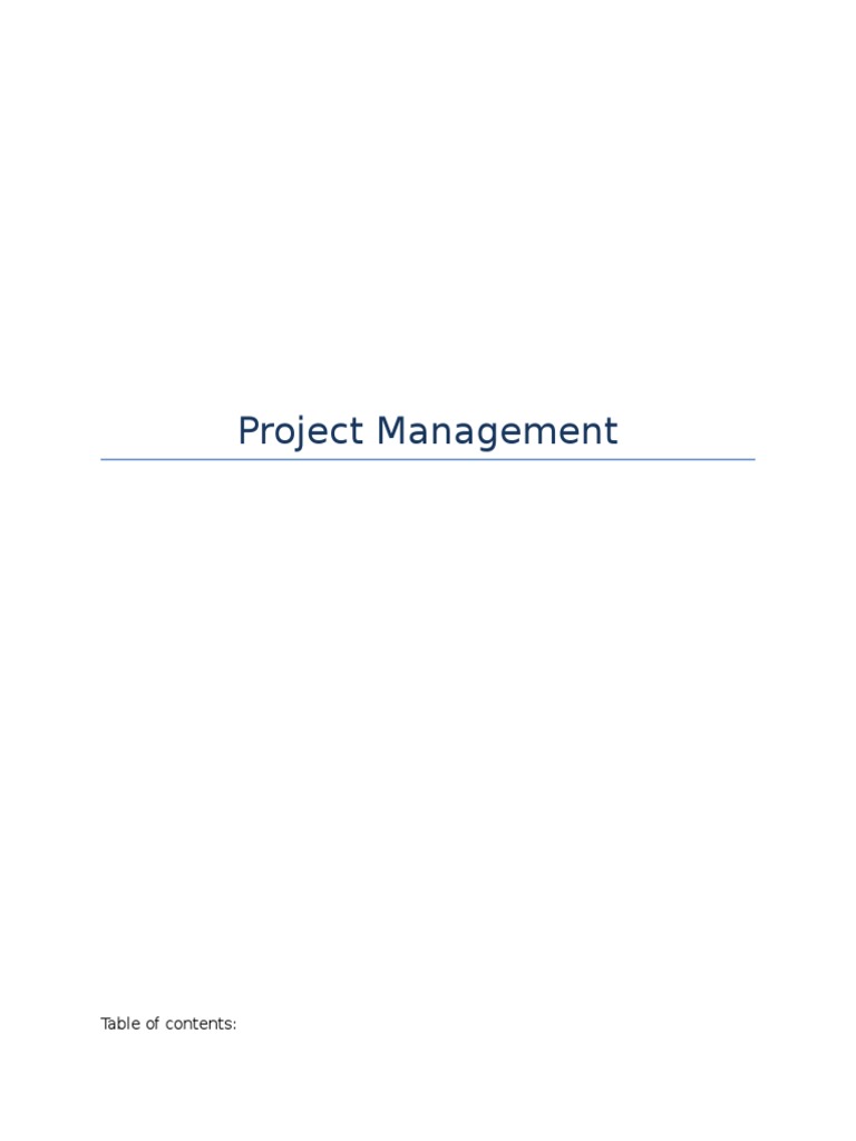 Project Management: Table of Contents | PDF | Project Management ...