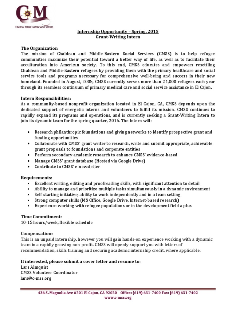 Grant-Writing Internship at CMSS | PDF