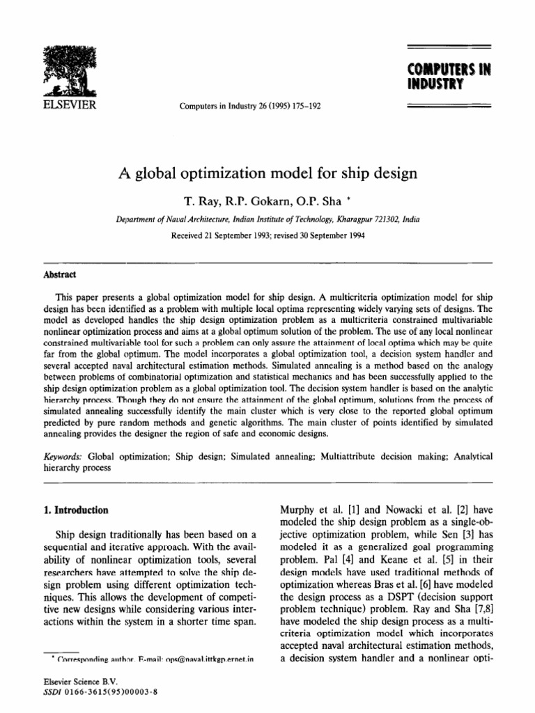 A Global Optimization Model For Ship Design | PDF | Mathematical ...