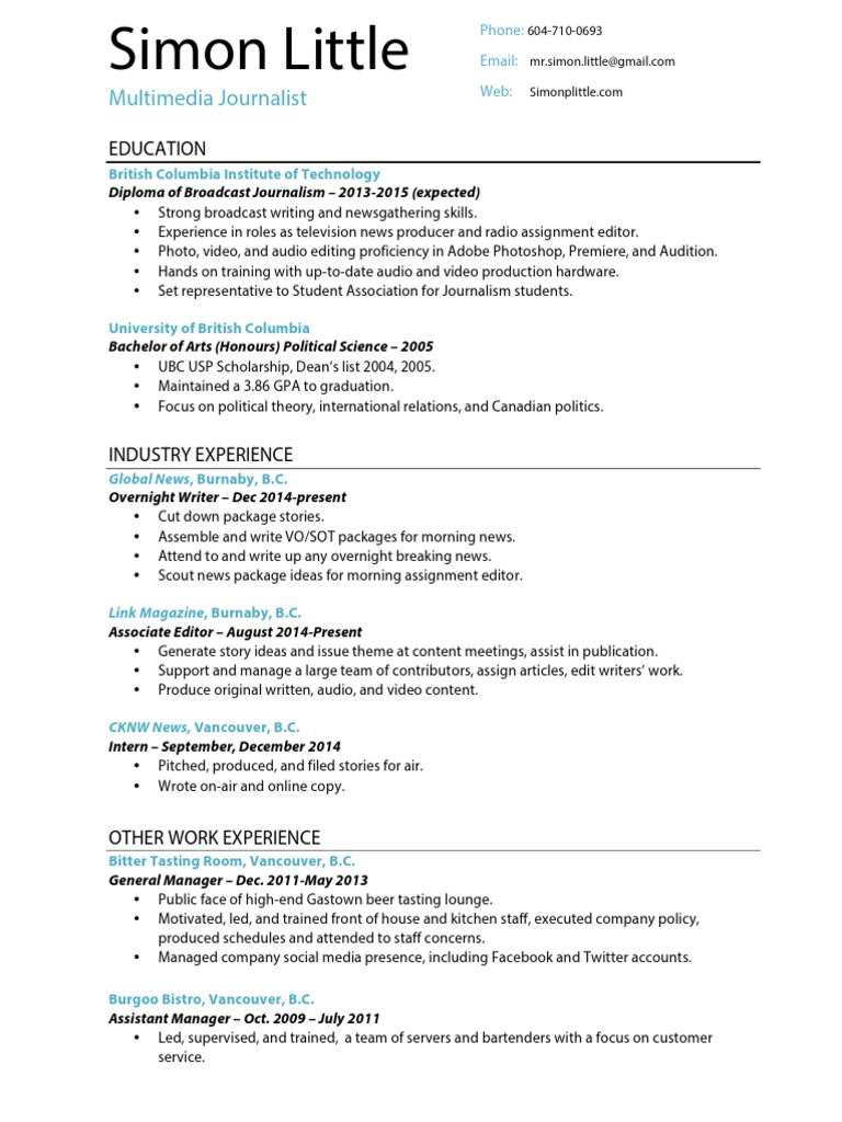 Simon Little Resume 2015 | PDF
