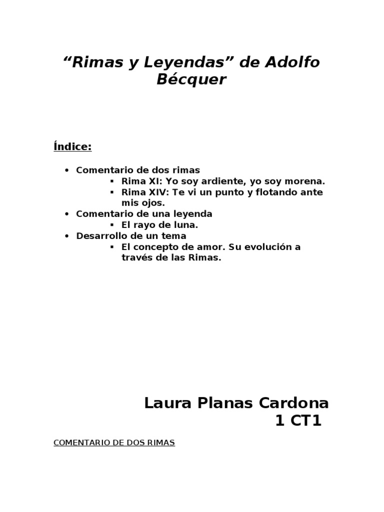 LAURA PLANAS Rimas y Leyendas | PDF | Romanticismo | Poesía