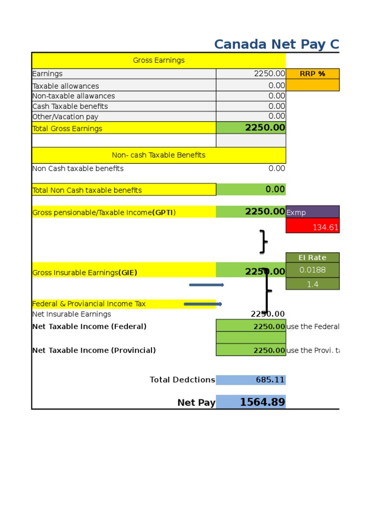 Canada Net Pay and Tax Calculation Guide | PDF | Employee Benefits ...