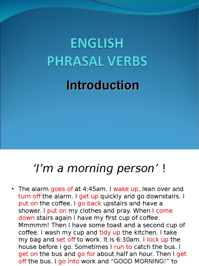 Phrasal Verbs Ppt | Object (Grammar) | Verb