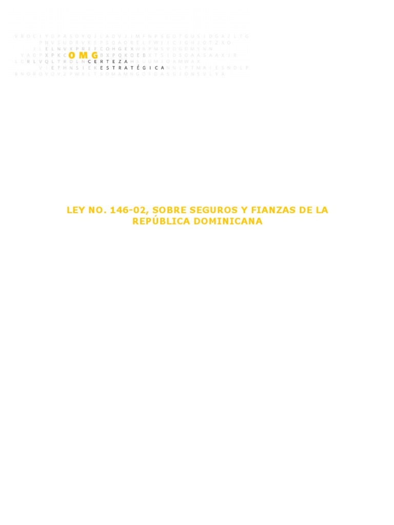 Ley No. 146-02, Sobre Seguros y Fianzas de La República Dominicana | PDF | Póliza de seguros ...