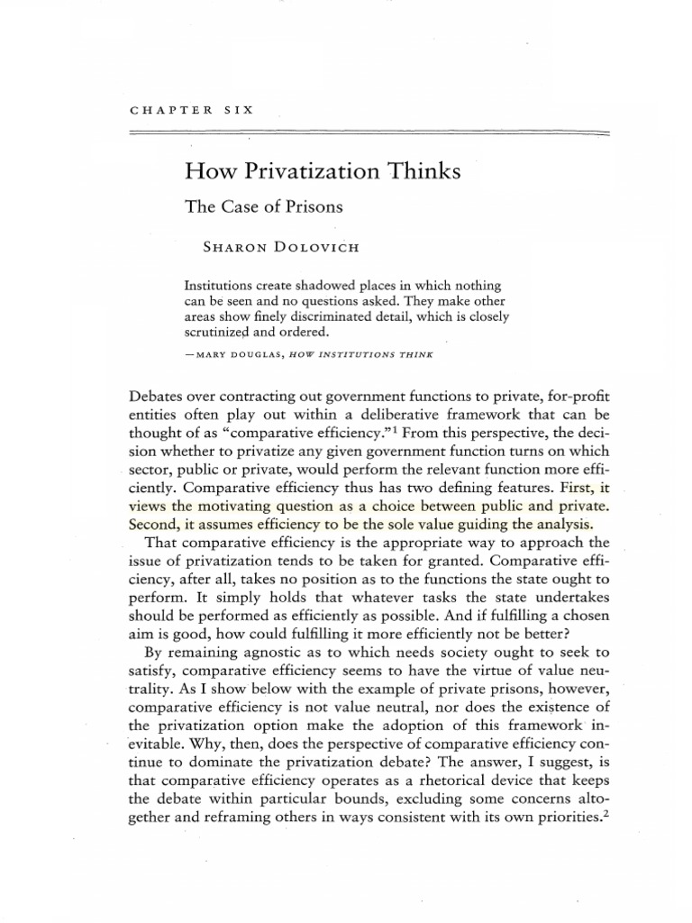 Privatization Thinks: The Case of Prisons | PDF | Cost–Benefit Analysis ...
