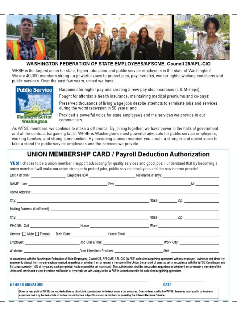WFSE/AFSCME Membership Card | PDF | American Federation Of State ...