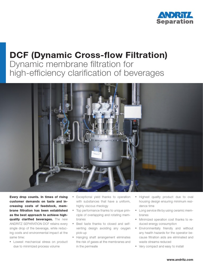 Andritz DCF (Dynamic Cross-Flow Filtration) | PDF | Membrane | Membrane ...