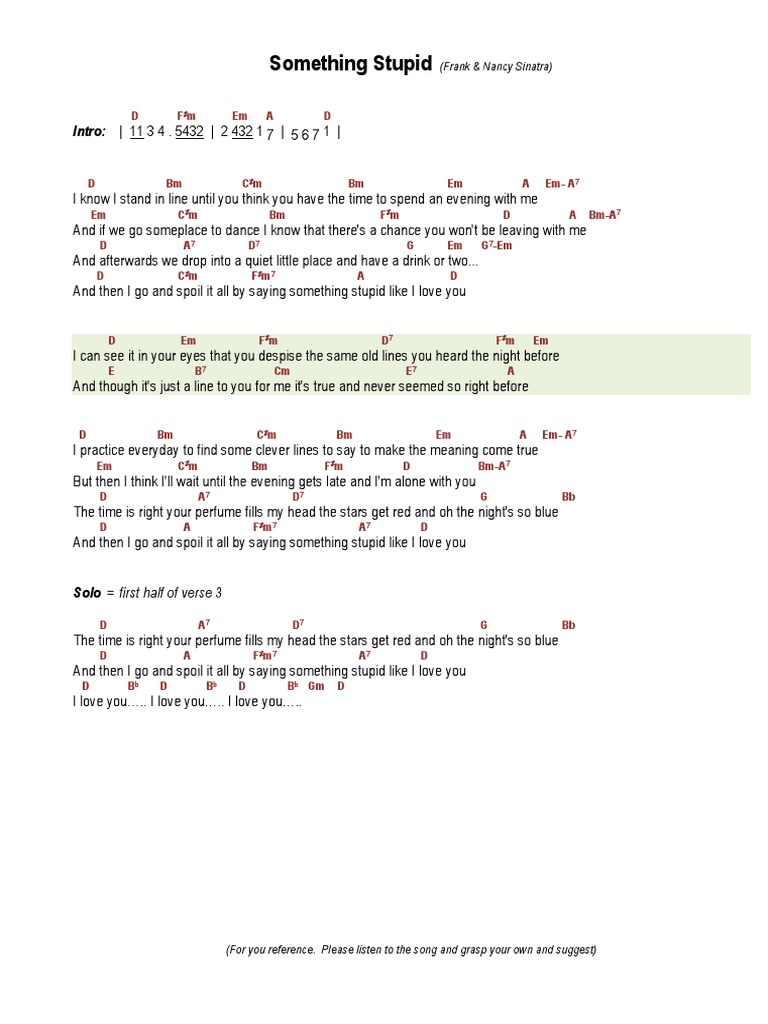 Something Stupid (Frank & Nancy Sinatra) PDF | PDF