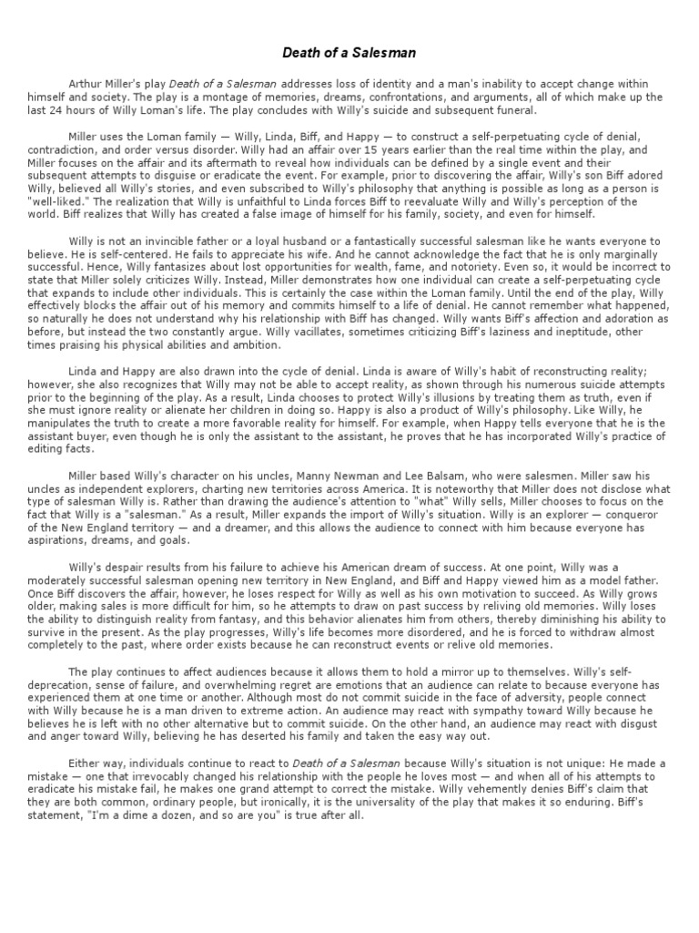 Death of A Salesman | PDF | Psychological Concepts | Behavioural Sciences