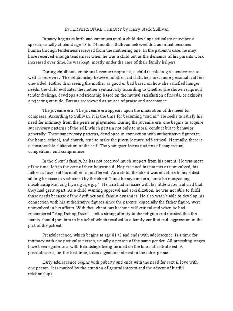 Interpersonal Theory by Harry Stack Sullivan | Download Free PDF ...