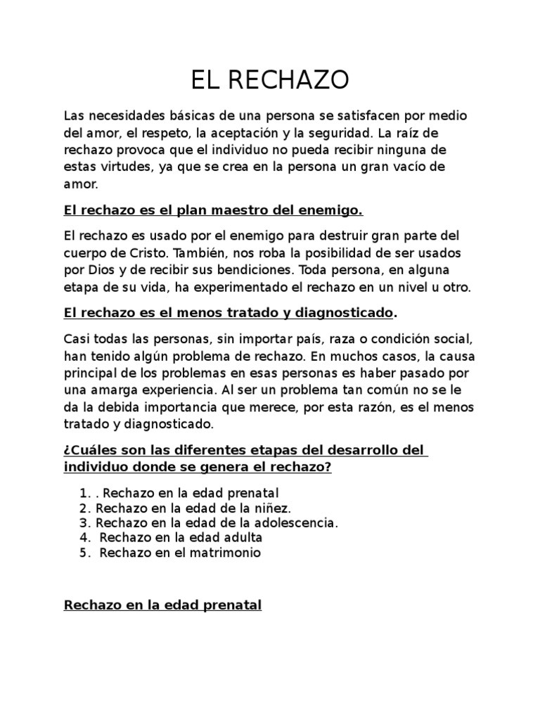 El Rechazo Pdf Espíritu Amor