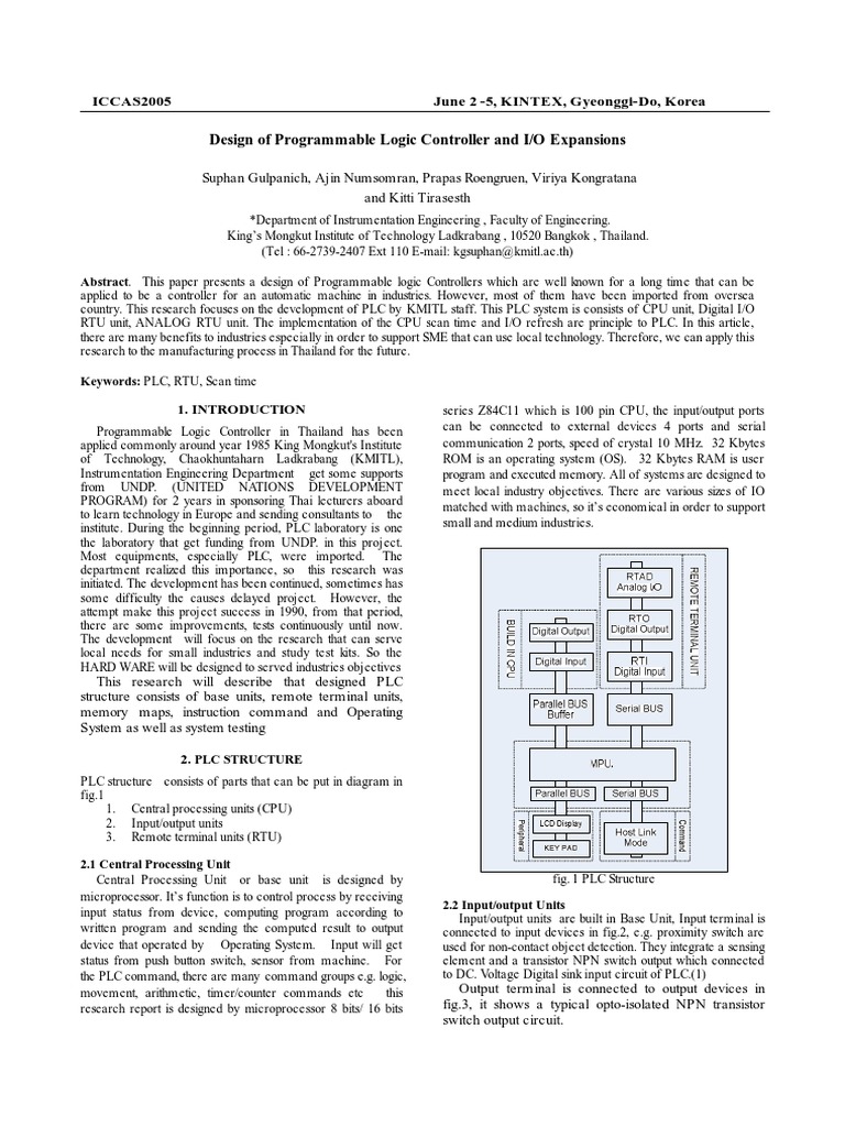 Design of Programmable Logic Controller and I/O Expansions | PDF ...
