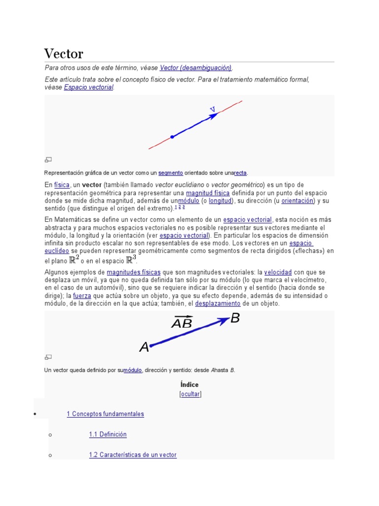 Vector Resumen | PDF | Vector Euclidiano | Espacio vectorial