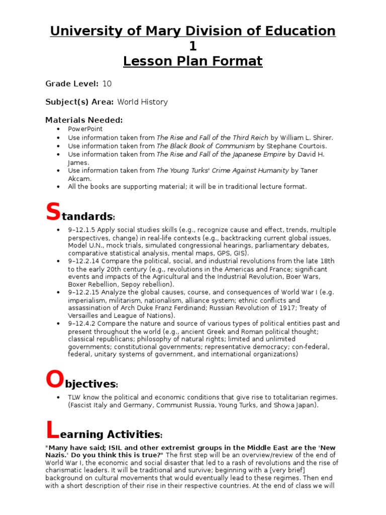 World History Lesson Plans for 10th Grade | PDF | Empire Of Japan ...