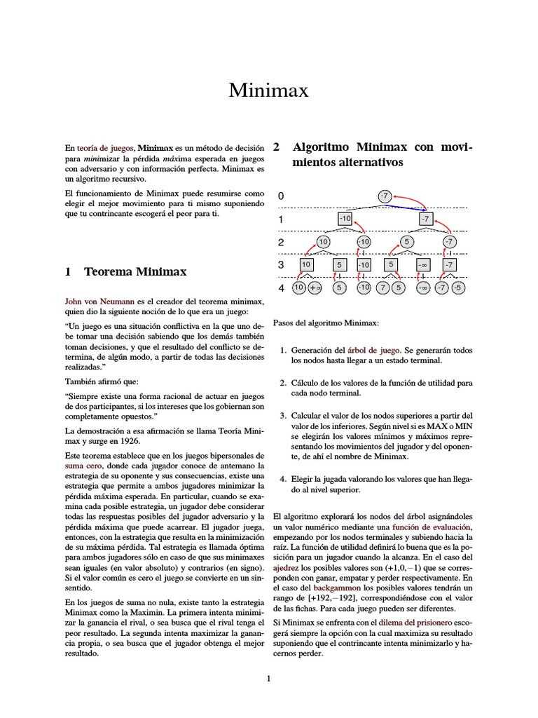 Algoritmo Minimax | PDF | Economía de la incertidumbre | Juego de azar