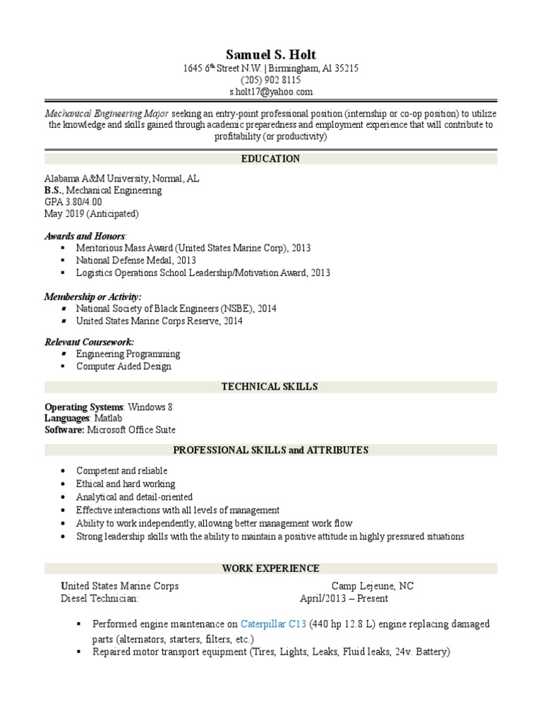 Samuel S Holt Offical Resume | PDF | Career & Growth
