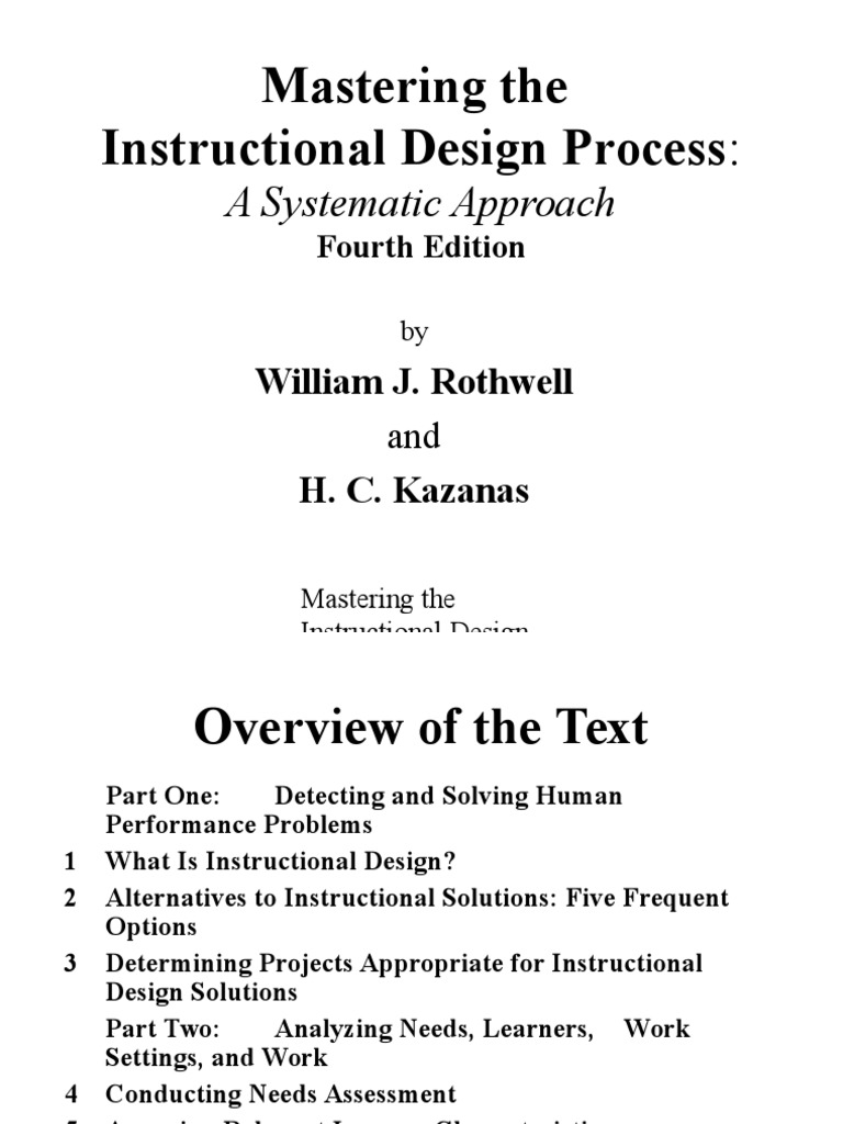 Mastering The Instructional Design Process:: A Systematic Approach ...