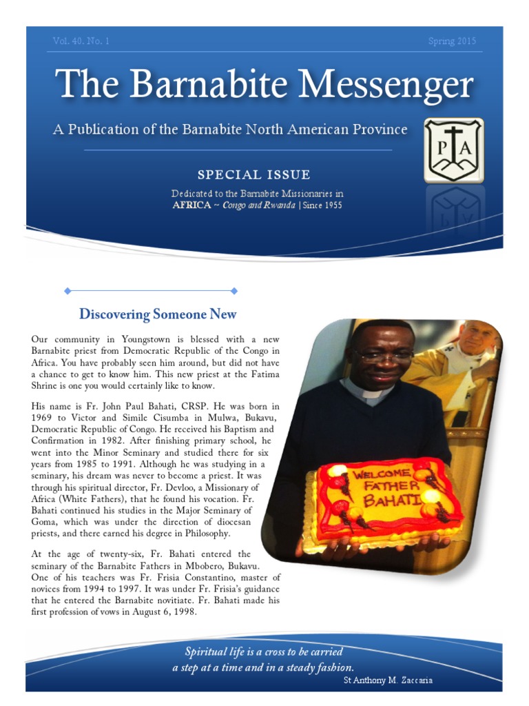 The Barnabite Messenger Vol. 40 No. 1 | PDF | Priest | Catholic Church