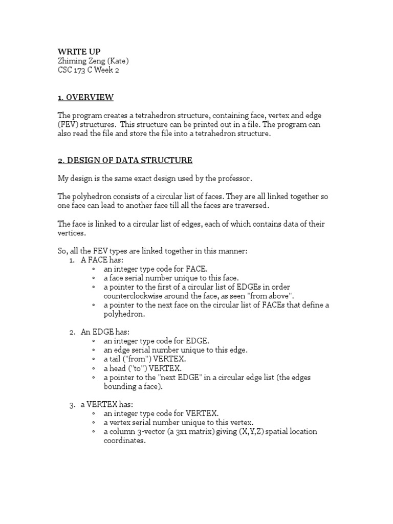 Write Up | PDF | Pointer (Computer Programming) | Vertex (Geometry)