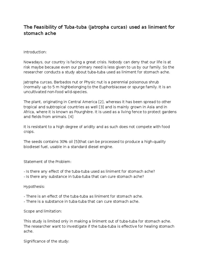 The Effectiveness of Tuba-Tuba (Jatropha curcas) Extract as a Liniment ...